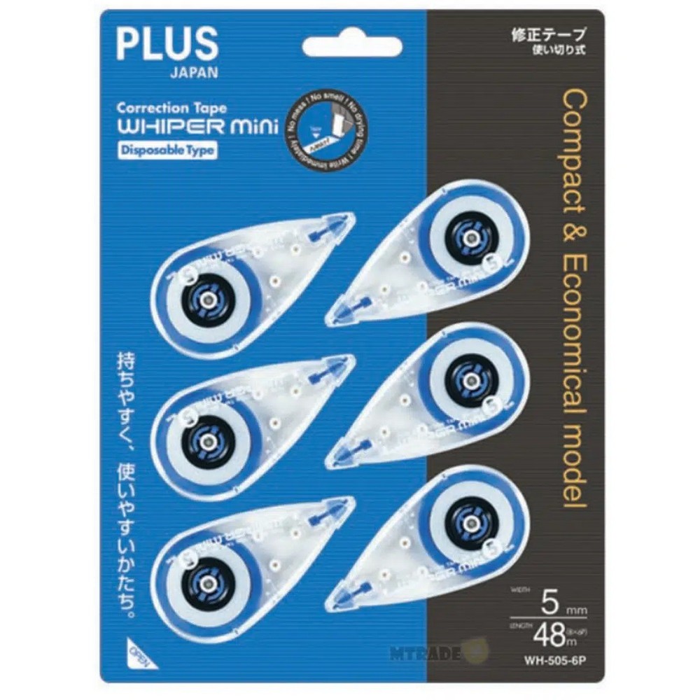 Plus WH-505-6P Correction Tape ( 6 Pcs ) 5mm x 8m