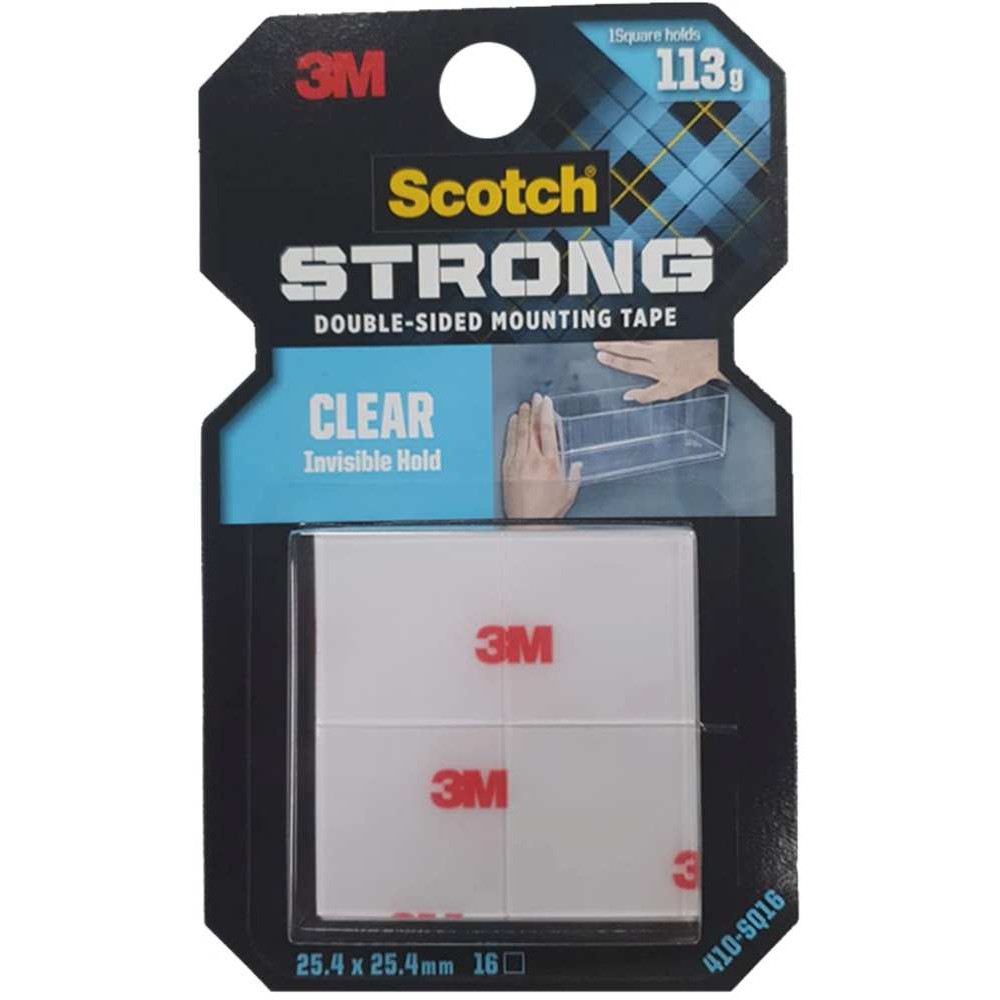3M Scotch Clear Permanent Mounting Tape Squares (25.4mm x 25.4mm)