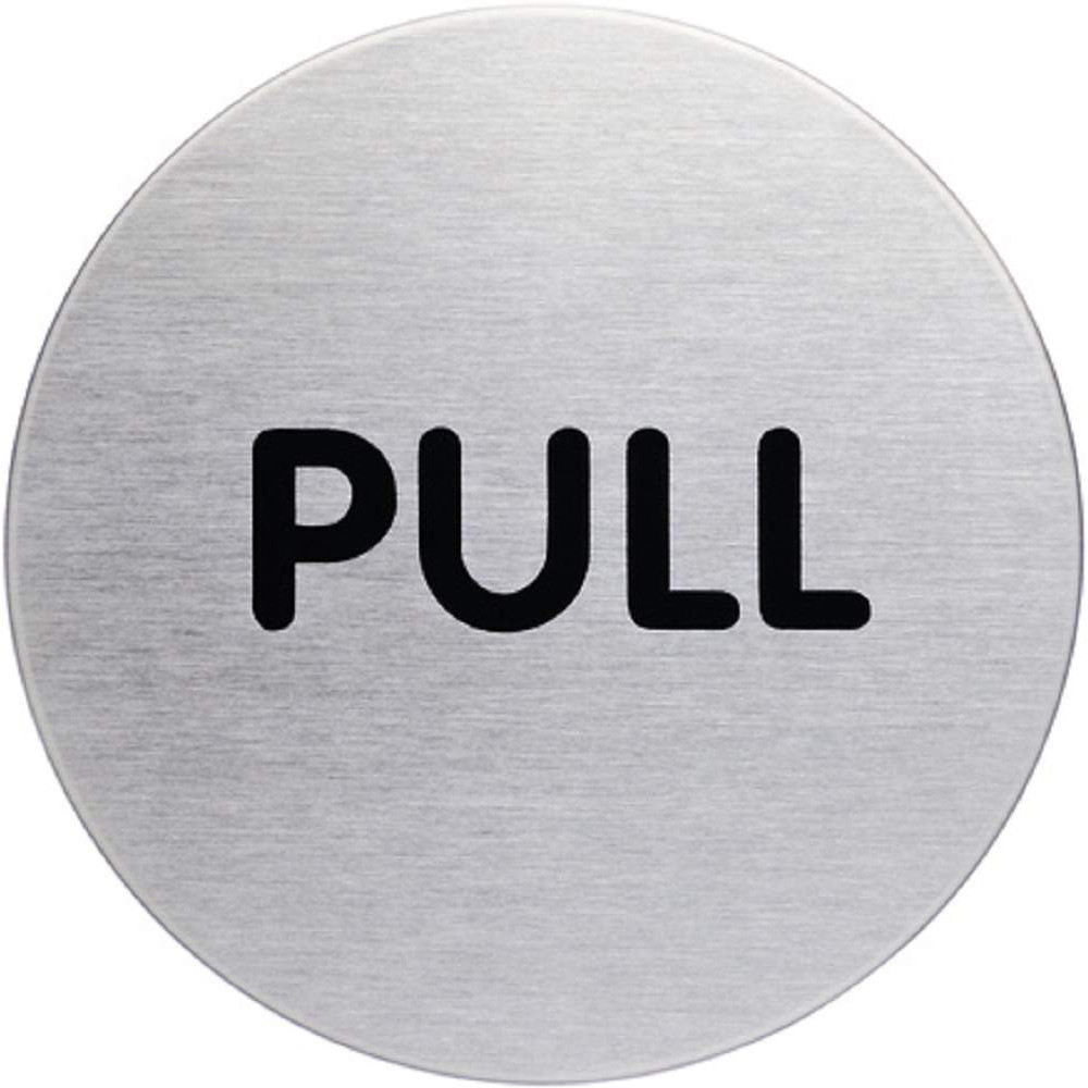 Self-Adhesive Stainless Steel Pictogram 65mm (Push, Pull)