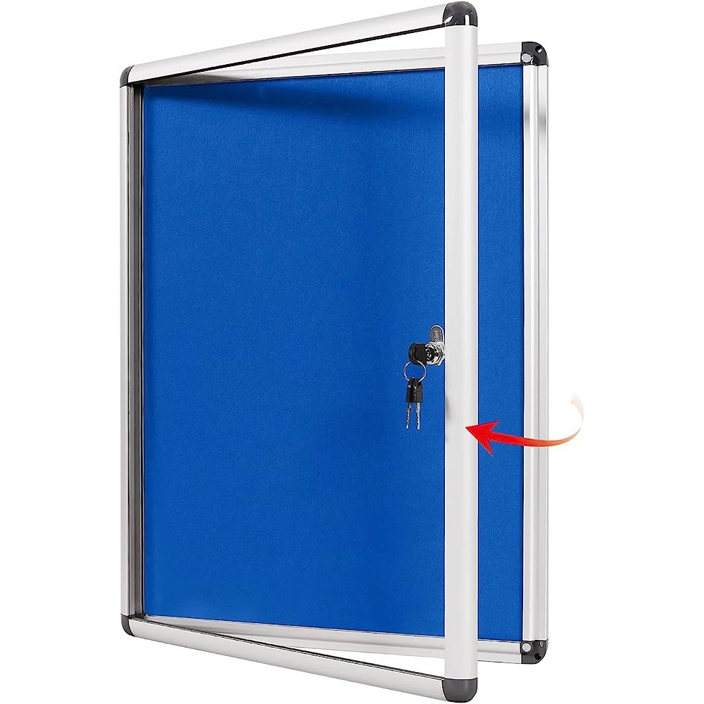 Lockable Felt Noticeboard (90 x 120cm) Aluminium Frame