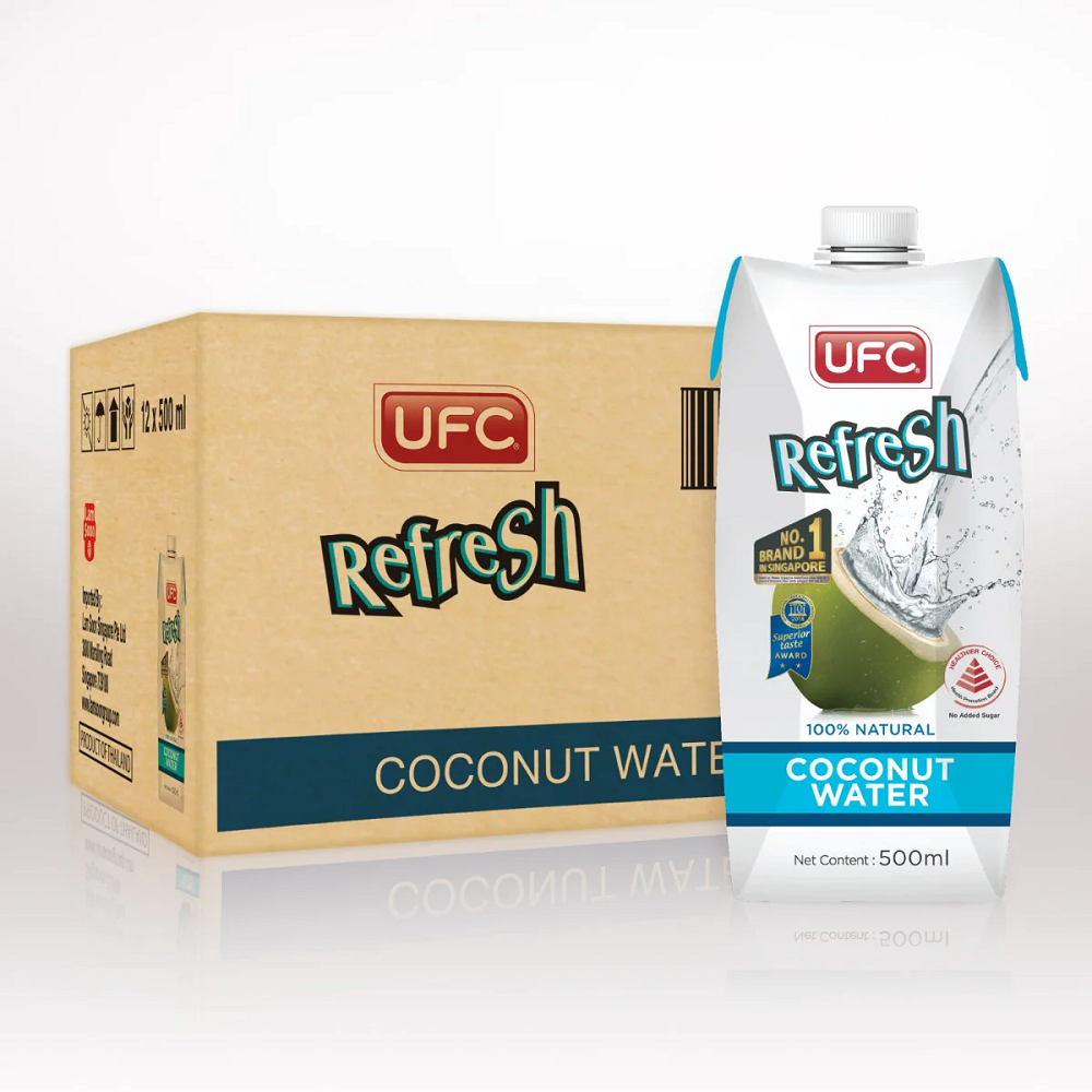 UFC Refresh 100% Natural Coconut Water 500ml (12 Packs)