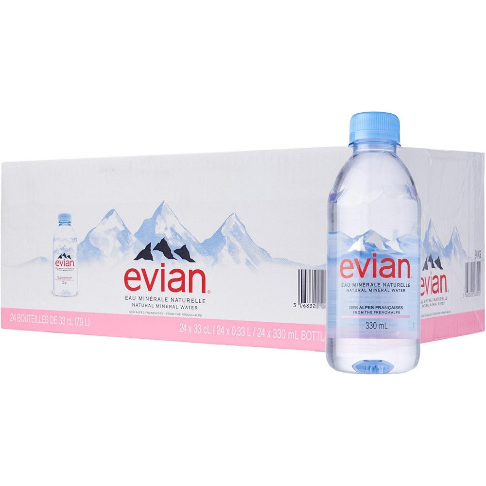 Evian Natural Mineral Water (24 Bottles) 330ml
