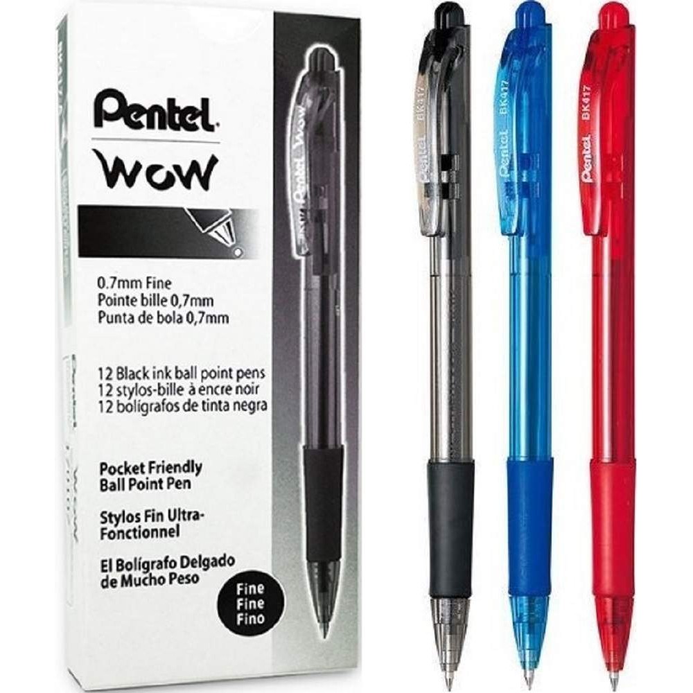 Pentel Wow Ballpoint Pen 0.7mm (12 Pens) Retractable