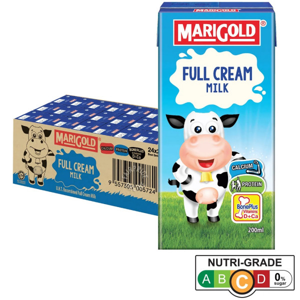 Marigold UHT Packet Full Cream Milk 200ml 24's