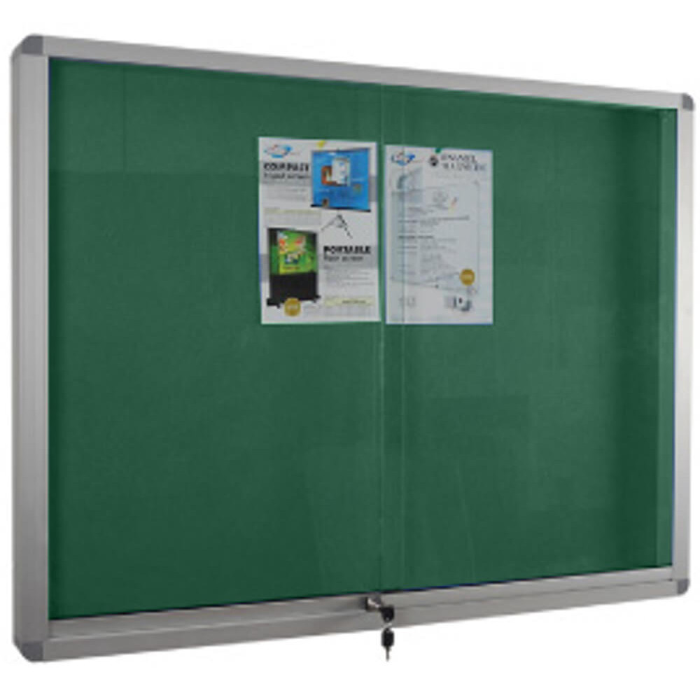 Felt Noticeboard w/Sliding Door Lock (90 x 120cm) Aluminium Frame ...